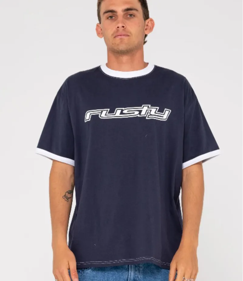Rusty Dead Ringer Short Sleeve Tee Navy Blue
